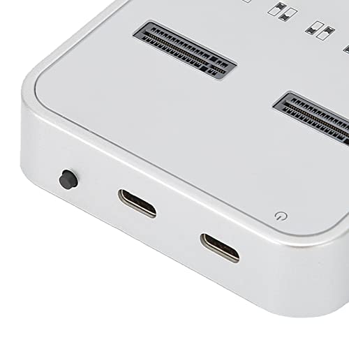 Internal Hard Drives, Hard Disk Duplicator M.2 SATA/NVME SSD/SD, Dual‑Bay Protocol Docking Station 100‑240V, Adopts Vertical Open Design, Supports M.2 SATA / NVME, SSD Protocols(White)
