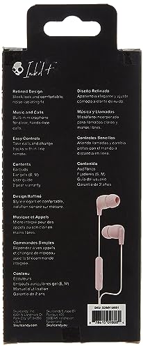 Skullcandy Ink'd+ In-Ear Wired Earbuds, Microphone, Works with Bluetooth Devices and Computers - Pastel Pink (Discontinued by Manufacturer)