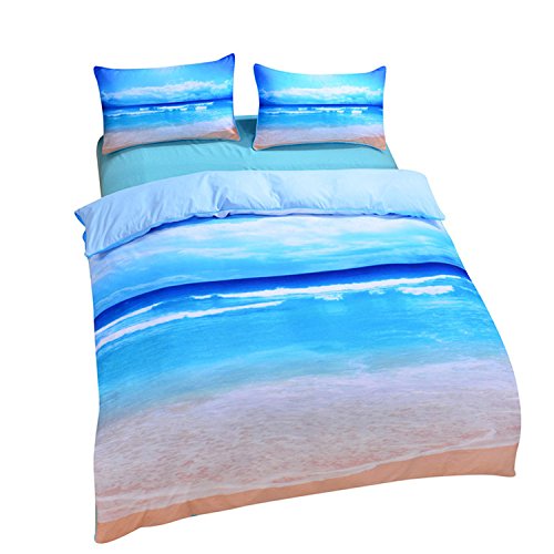 Sleepwish Ocean Bedding Beach Duvet Cover Hot 3D Print Sea Inspired Bedding with 2 Pillow Shams - Twin