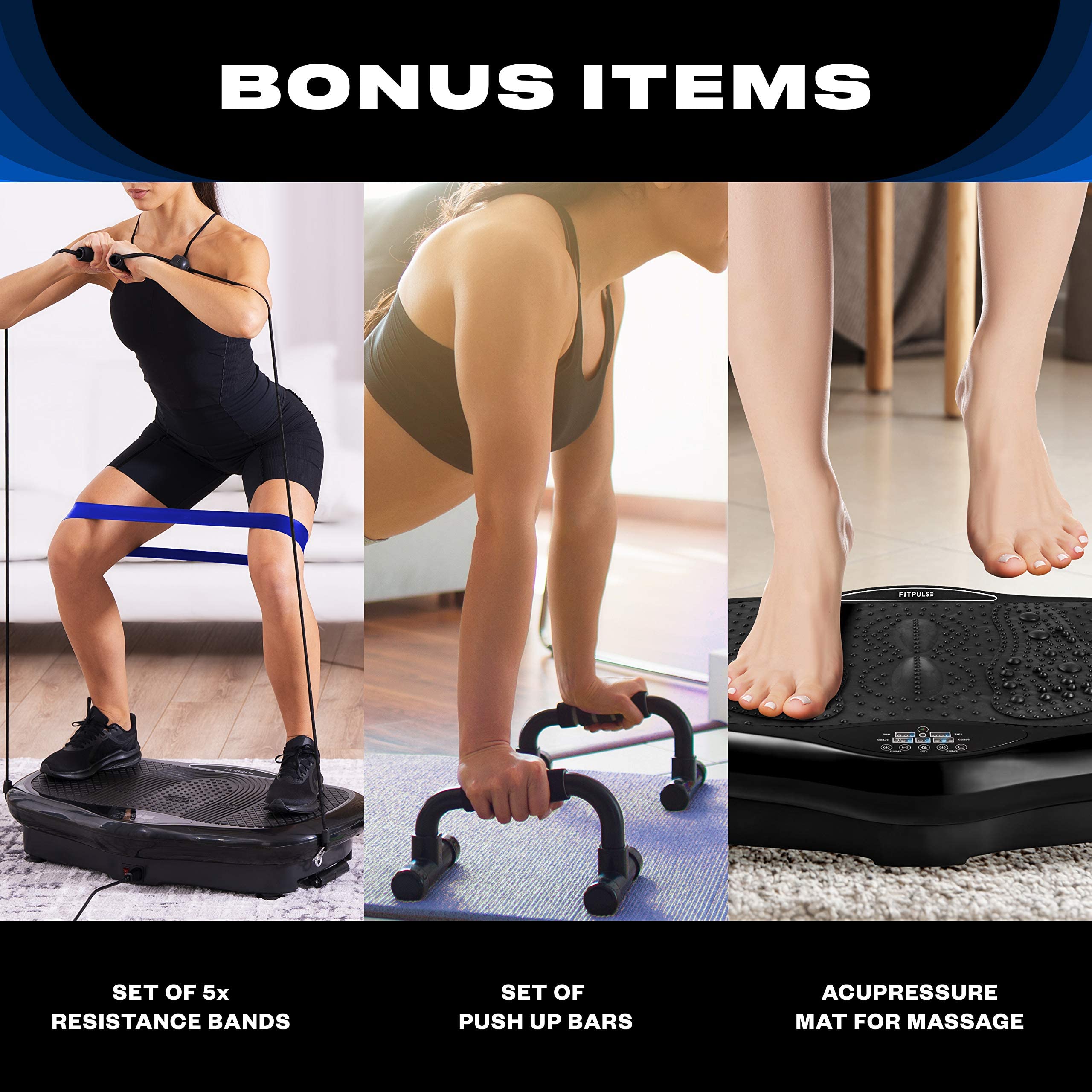 FITPULSE PRO Vibration Plate Exercise Machine - Single Motor Vibration Platform Machine Vibrating Platform - Body Vibration Machine Vibrating Machine Vibration Plates Black Vibrating Plate