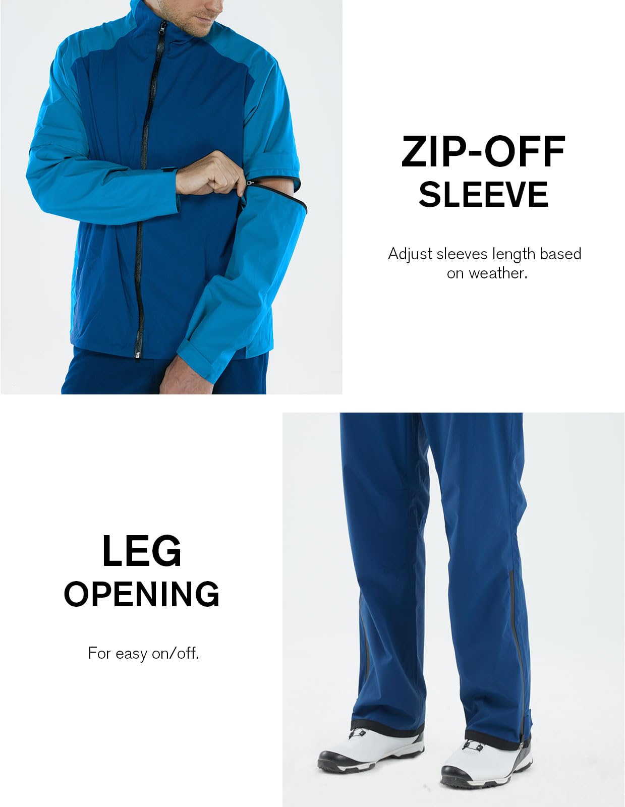 fit space Waterproof Golf Rain Suits for Men Performance Rain Jackets and Pants for All Sports (Navy-Blue Full-Zip, Medium)