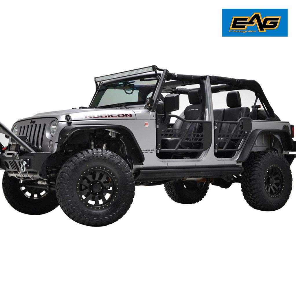EAG Front + Rear Fender Flares Steel Flat Style 4PCS Fit for 07-18 Wrangler JK
