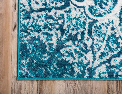 Unique Loom Sofia Collection Area Rug - Grace (8' x 10', Turquoise/ Ivory)