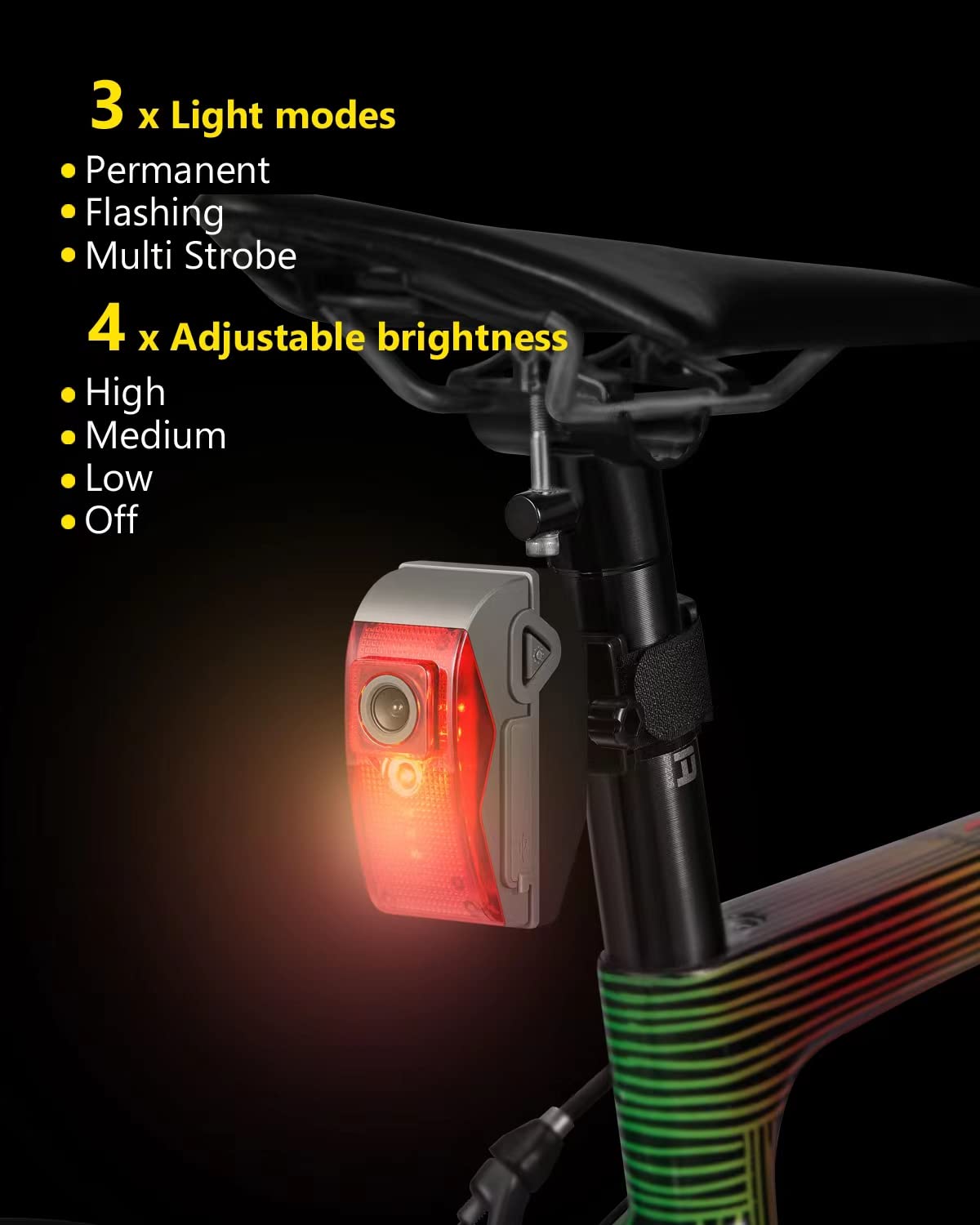 GIZTEK Rear Bike Light Camera Combo, 1080P Full HD, Built-in Rechargeable Battery, 32GB Memory Card Included, Rear Cycling Camera with Tail Light