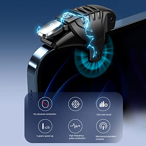Phone Cooler Fan and Game Controller Triggers Kit, Rechargeable High Frequency Clicks Active Cooling Fan Phone Grips for Survival Games