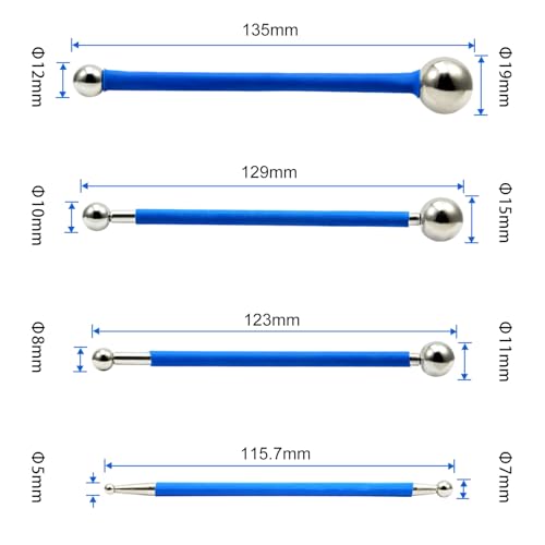 SPEEDWOX Caulking Tool Metal Ball 4 Pcs Polymer Clay Tool Kit Grout Finisher for Tile Grout Coating Sealant Finishing Fondant Cake Paper Flower Decorating Sculpture Modeling Craft DIY Tool Set