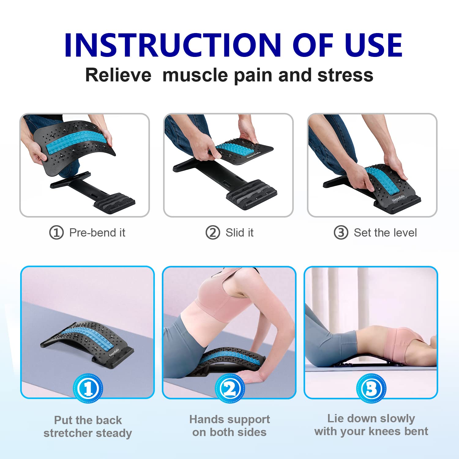 GAOQIAO Back Stretcher, Lumbar Back Cracker Board Pain Relief Device, Multi-Level Lumbar Back Massager, Pain Relief for Herniated Disc, Sciatica, Scoliosis, Lower and Upper Lumbar Support Stretcher