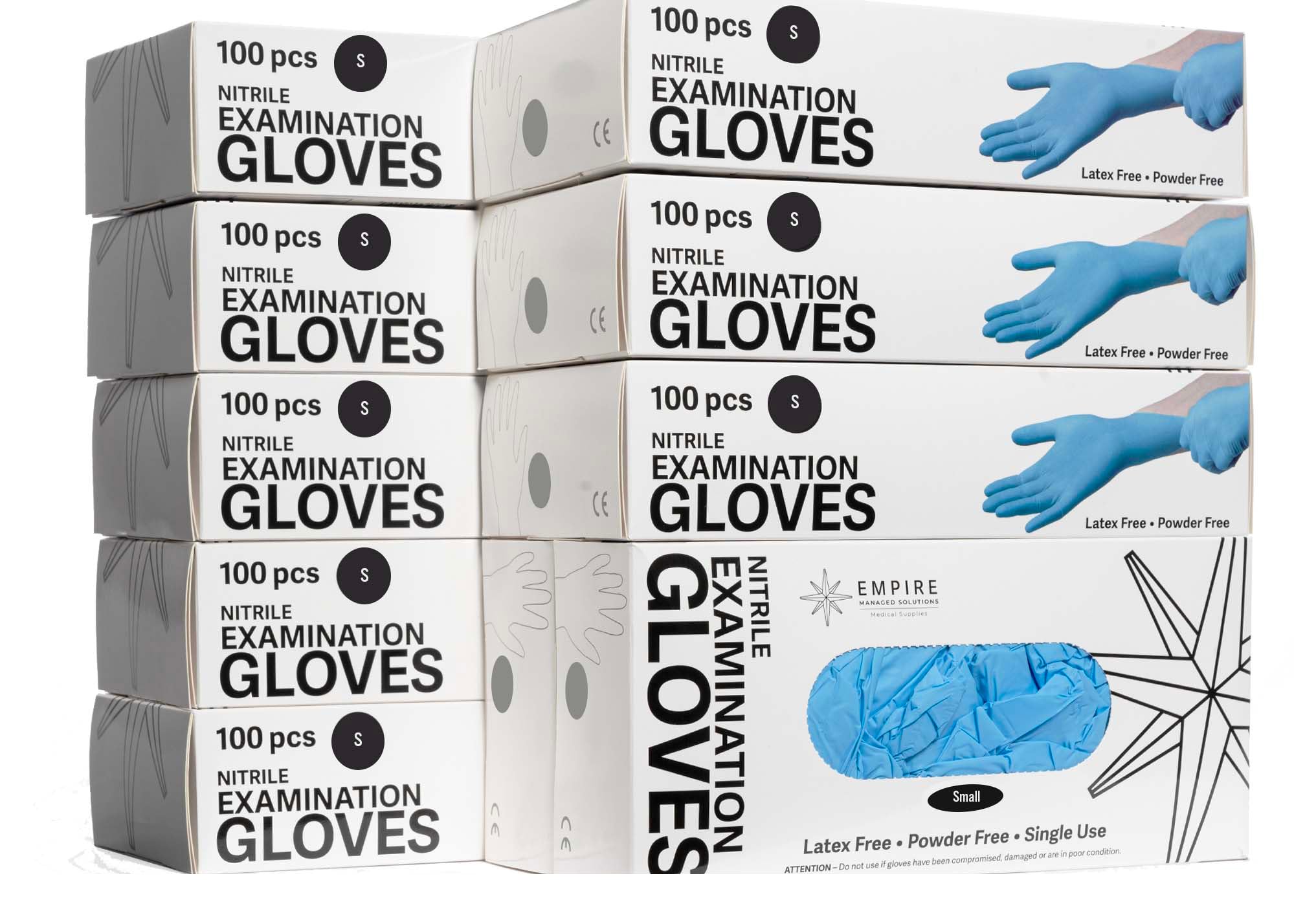 EMPIRE - Blue Nitrile Exam Gloves - Premium Grade - Non-Sterile - Powder Free - Single Use, Disposable - Latex Free - For Lab, Food Service, Home, & More - Small - 1000 Count Case