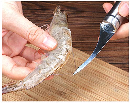 WOIWO 1 PCS Stainless Steel Shrimp Opener to Remove Shrimp Line Knife Cleaning Shrimp Line Profile Fish Belly Knife Shrimp Opener Shrimp Stripper Kitchen Tools