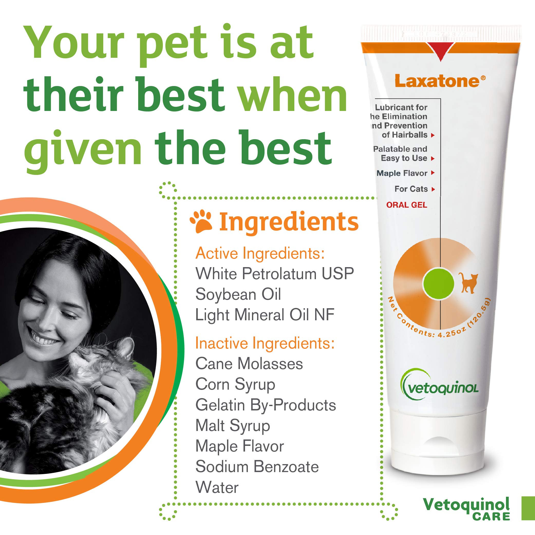 Vetoquinol Laxatone: Oral Hairball Lubricant Gel for Cats β Maple Flavored, 4.25oz 2 Pack