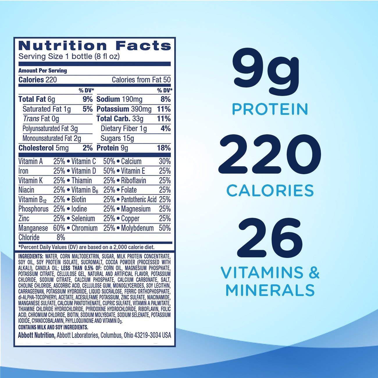 Ensure Original Nutrition Shake with 9 grams of protein, Meal Replacement Shakes, Milk Chocolate, 8 fl oz, 24 Count