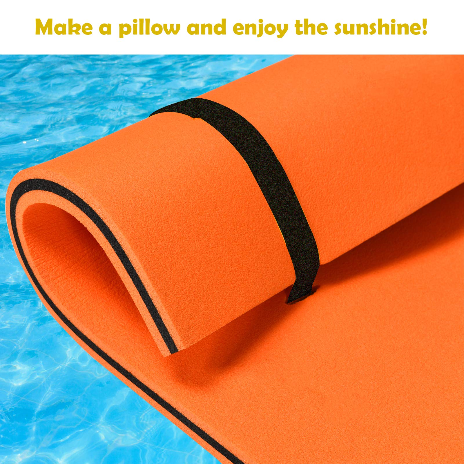 GLACER 87x36 inches Floating Water Pad, 3 Layers XPE Foam Floating Mat for Water Recreations, Floating Island for Pools, Lakes & Beach (Yellow)