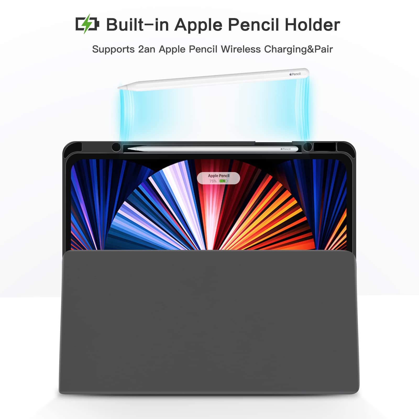 iPad Pro 12.9 6th Generation Case 2022, iPad 12.9 Pro Case 5th Gen 2021 with Pencil Holder, Slim Minimalist iPad Pro 12.9 Inch Cover with Auto Wake/Sleep and Magnetic Closure, Gray