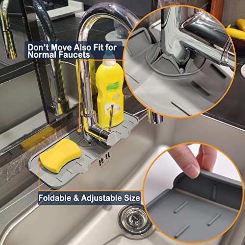 Kitchen Faucet Sink Splash Guard, Silicone Water Catcher Mat β Sink Draining Pad Behind Faucet, Grey Rubber Drying Mat for Kitchen & Bathroom Countertop Protect