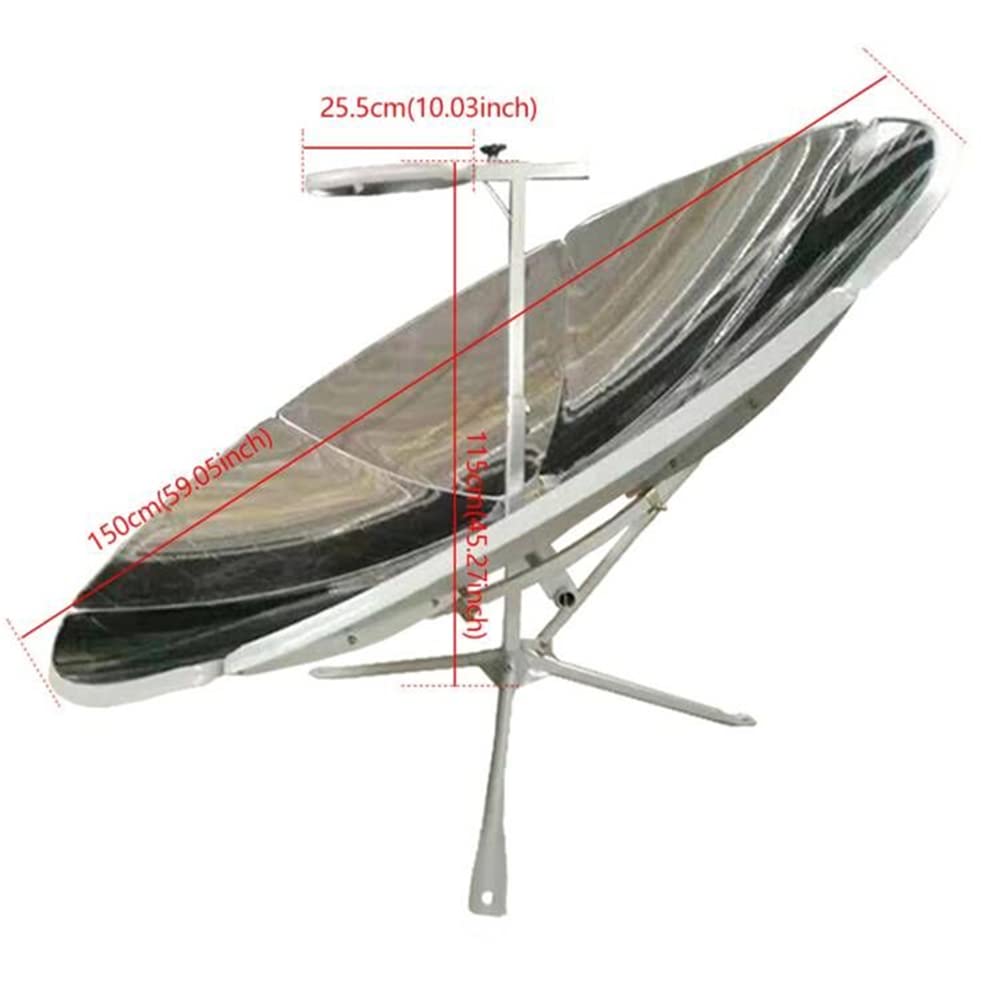 HinLIaDa Portable Solar Cooker, 1500W 1.5M Diameter Camping Outdoor Solar Cooker Concentrating Solar Cooker Solar Parabolic Foldable Solar Cooker for Solar Heating, Visual Education