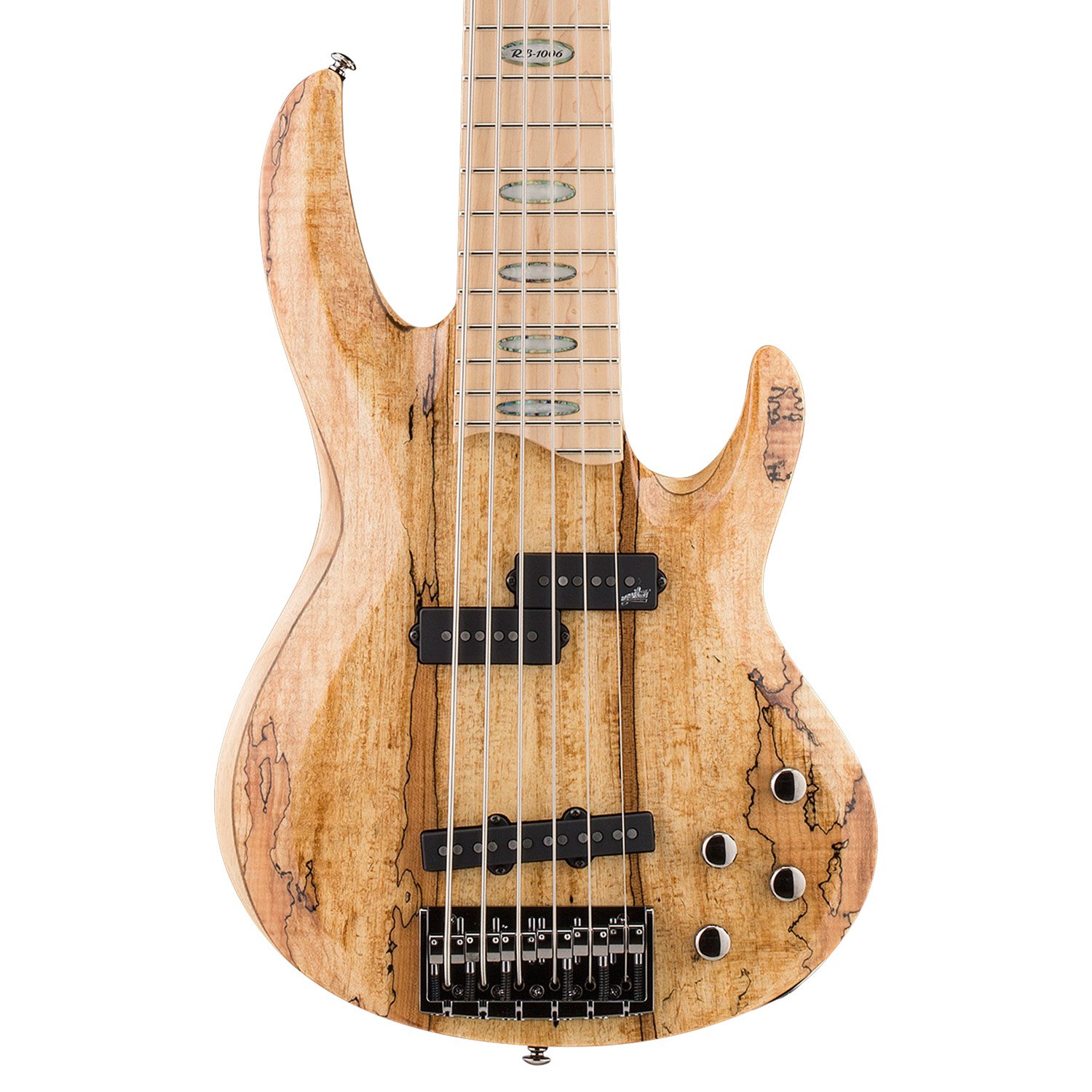 ESP RB-1006SM-NAT-KIT-2 Spalted Maple Natural 6-String Electric Bass with Accessories and Hard Case