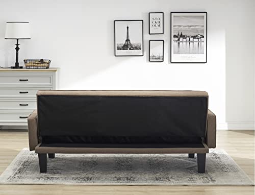 ERYE 71.6" W 3-in-1 Upholstered Napping Futon Loveseat Convertible Sleeper Bed,2-Seaters Sofa & Couch Tufted Cushions Love Seat Daybed for Small Space Living Room, Brown with Pillows