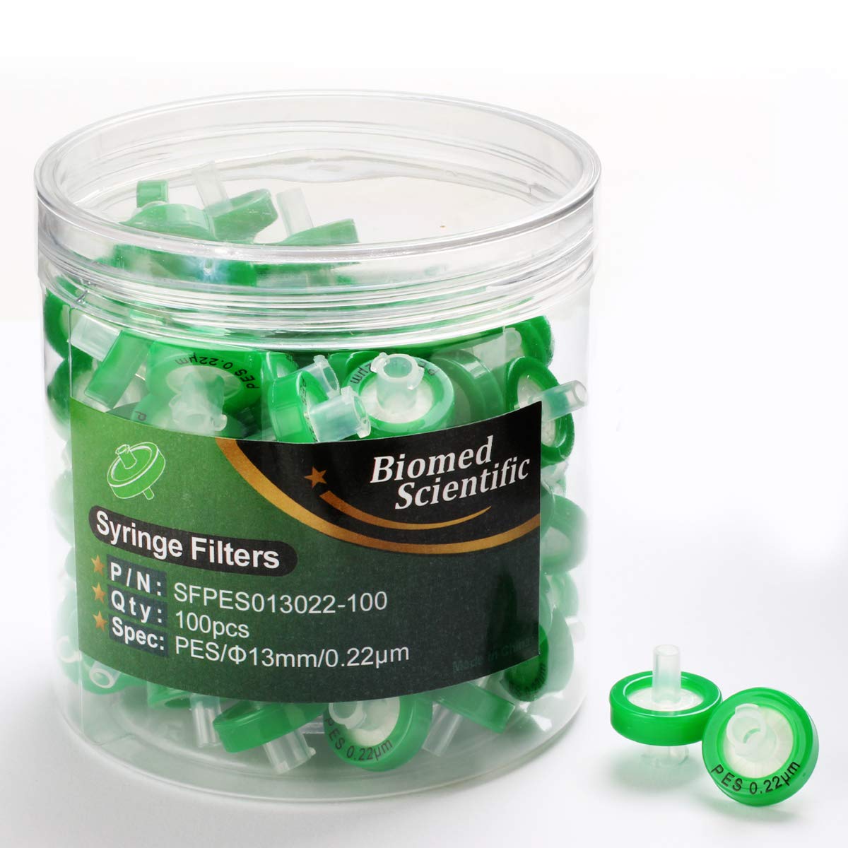 Syringe Filter PES (Polyethersulfone) 13mm Diameter 0.22um Pore Size Non Sterile Biomed Scientific Pack of 100
