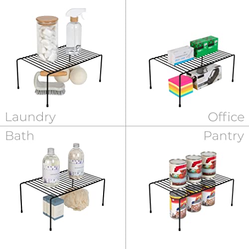 Smart Design Classic Storage Shelf – Medium (8.5 x 13.25 in.), Black – Steel Pantry Organizer with Rust-Resistant Finish and Non-Slip Feet for Easy Home Organization and Storage