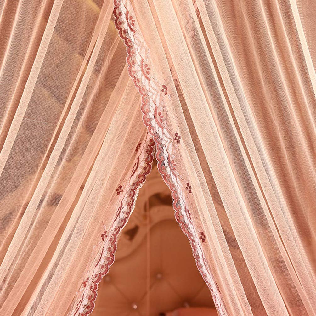 Garneck Princess Bed Canopy, Round Lace Dome Baby Kids Crib Netting Game House Canopy Tent Pink