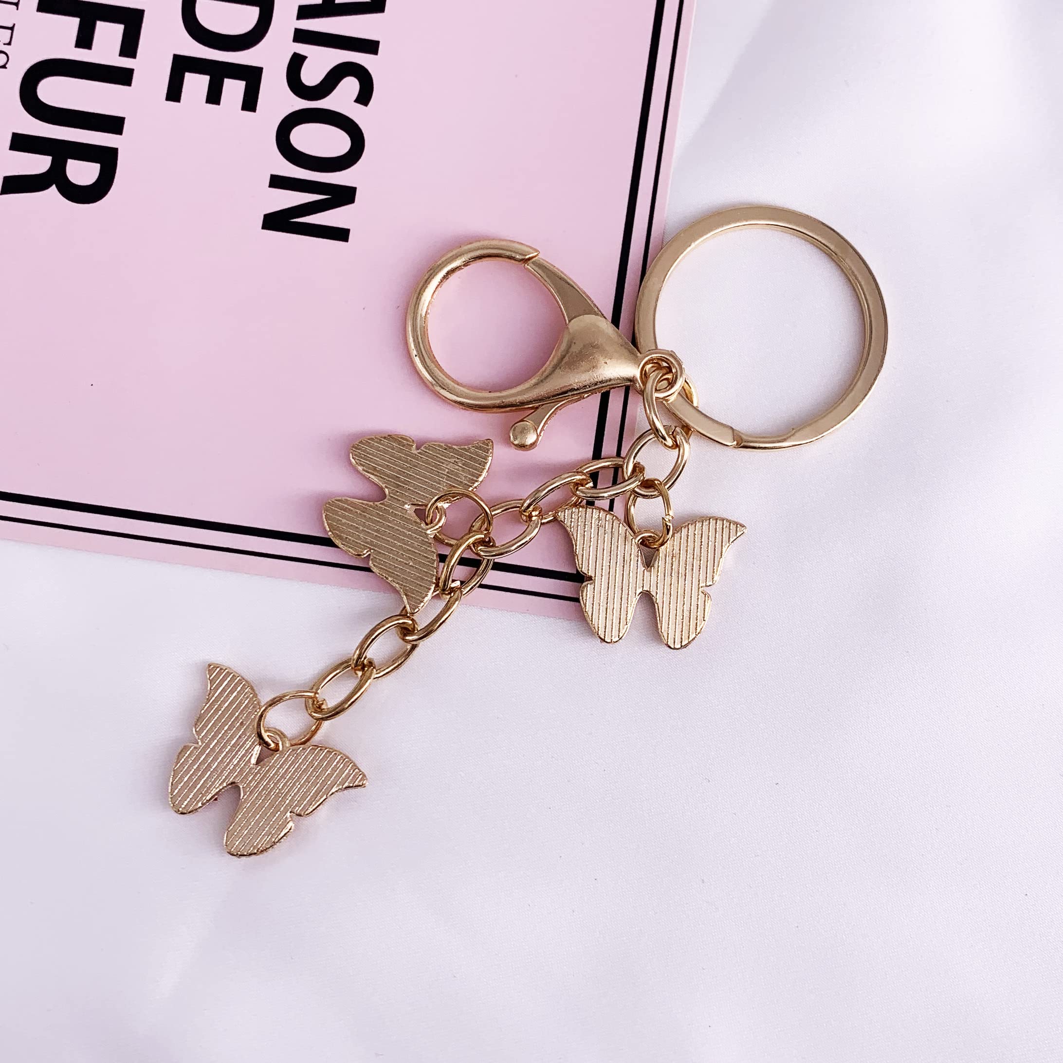 HAISWET Keychain Rose Red Butterfly Keyring for Grils Friend Bag Accessory Key Chain