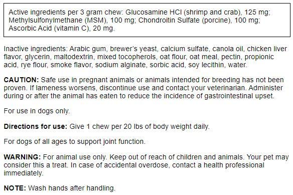 Swanson Glucosamine & Chondroitin for Dogs Hip & Joint with Msm 6.35 Ounce (180 g) Pkg