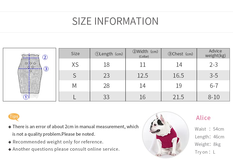 Neiwech Small Dogs Knitted Sweaters Medium Cats Soft Sweatshirts Pet Puppy Warm Winter Clothes Light Pink S 82w409
