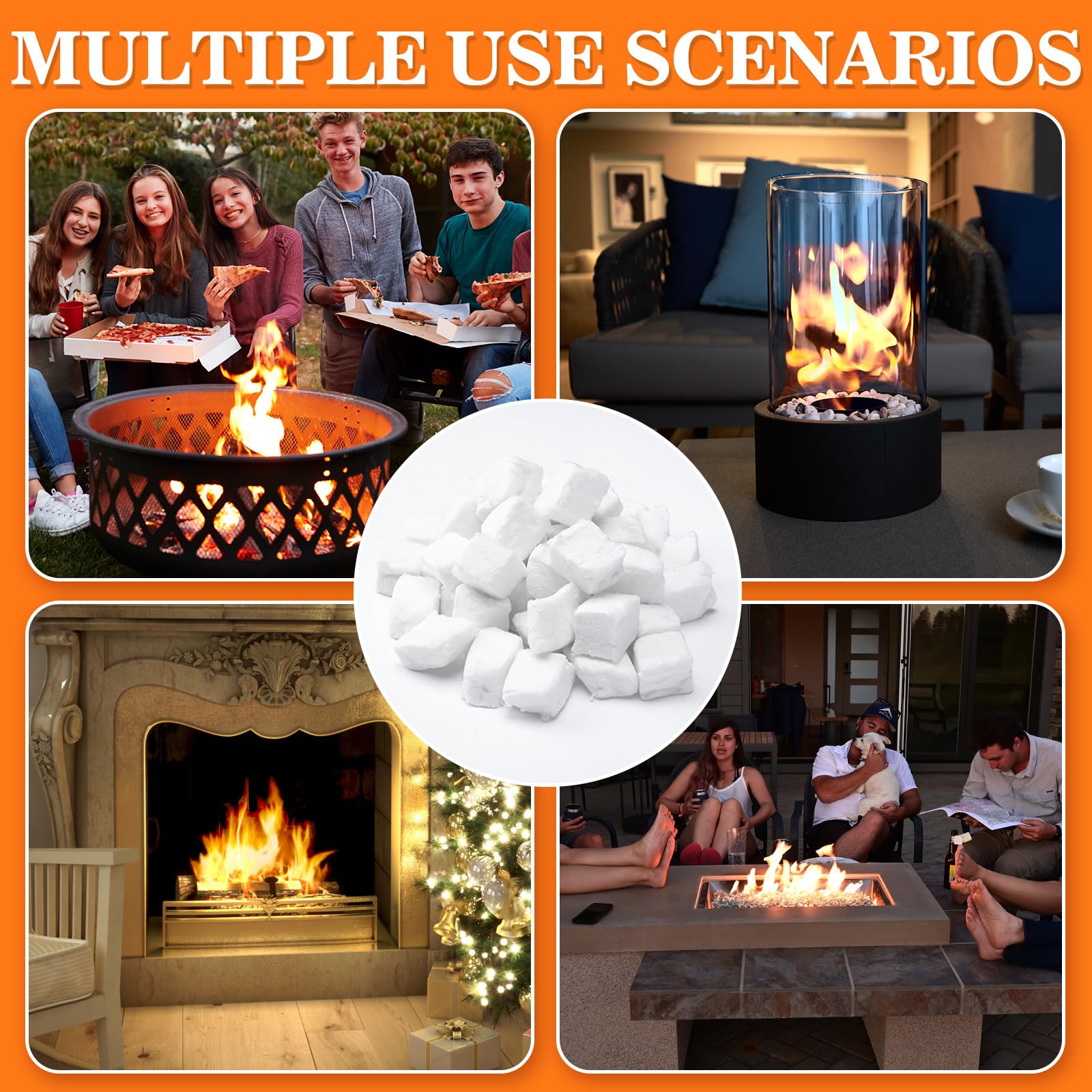 Pangda 48 Pcs 0.79 x 0.79 in Tabletop Fire Pit Ceramic Wool Wick Bioethanol Fuel Table Top Bowl to Extend Burning Time Firepit Sponge Ceramic Fiber Insulation Cotton Core for Rubbing Alcohol