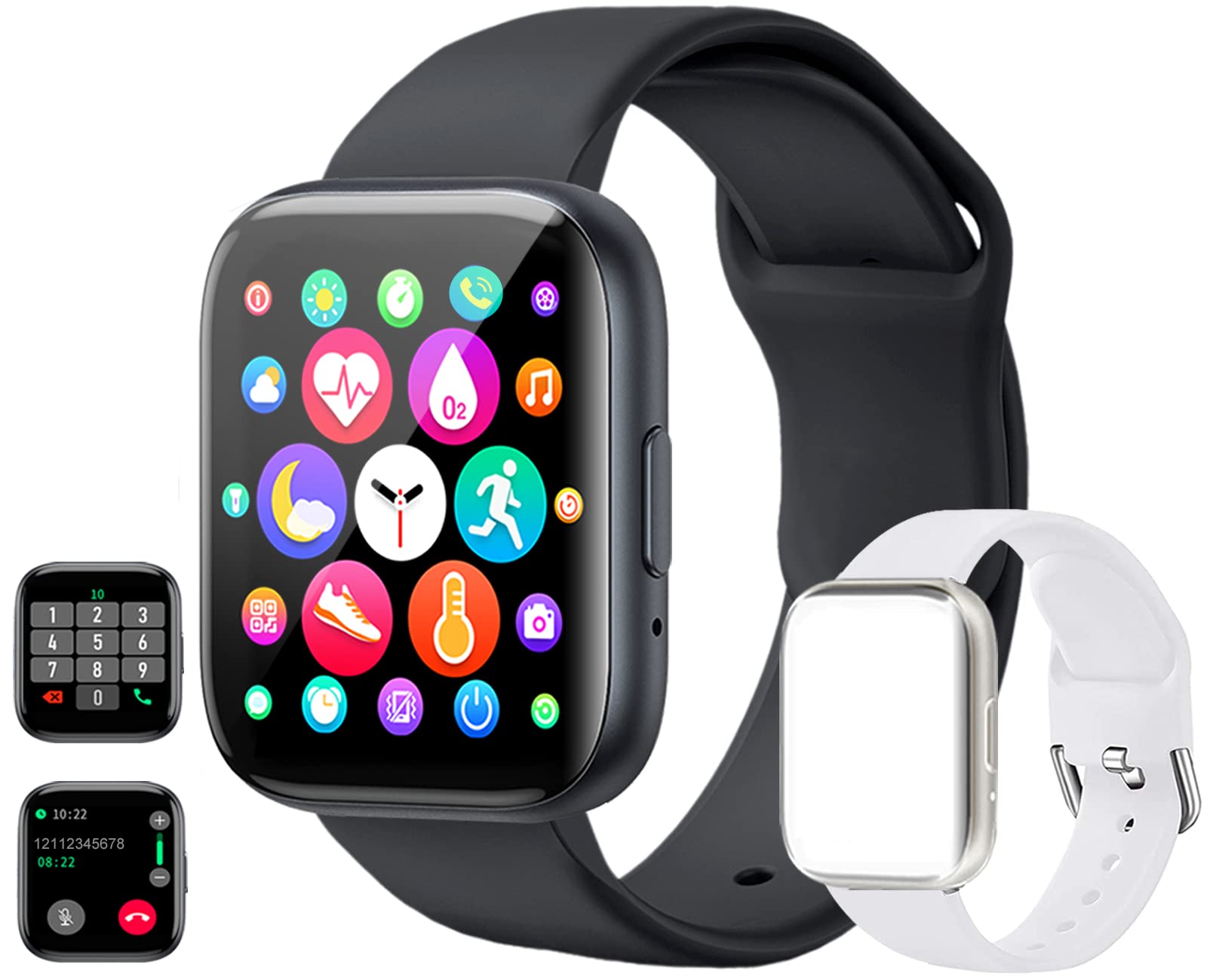 feifuns Smart Watch Answer/Make Call, Smartwatch with Call/Text, Life Water-Resistant Heart Rate Blood Pressure SpO2 Pedometer Sleep Tracker for Women Men for Android iOS Phones Black