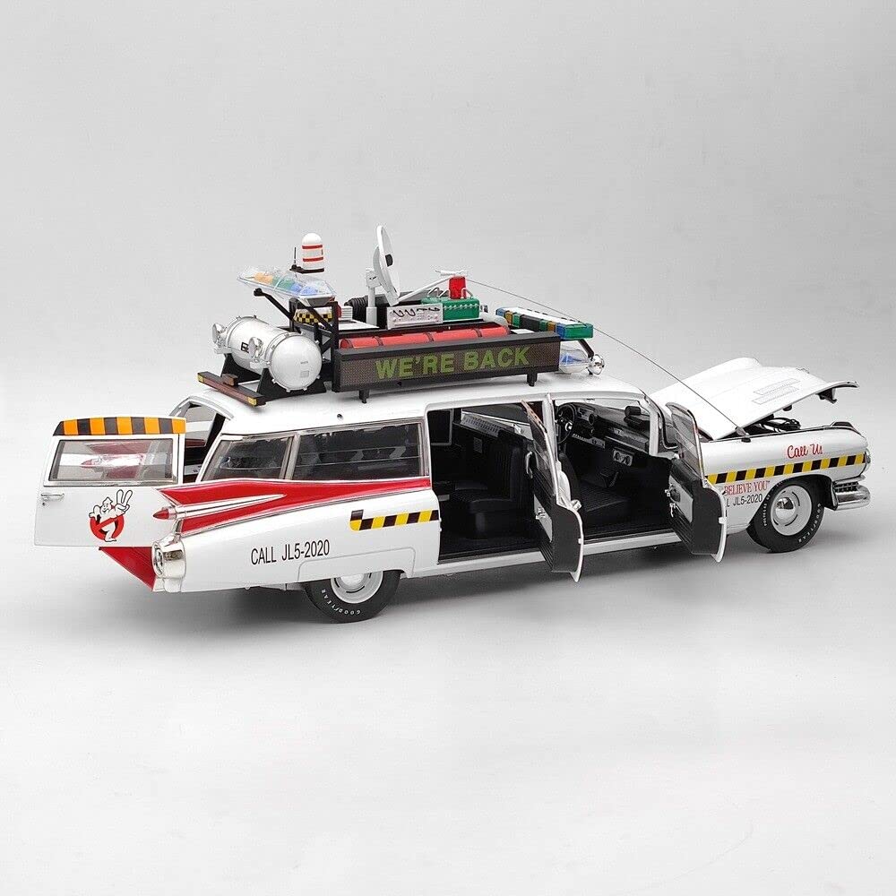 HW 1:18 for Cadillac Ghostbusters II ECTO 1A Elite X5470 Diecast Toys Car Models Gifts Collection Limited Edition
