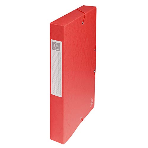 Exacompta - Ref 50400E - Elasticated Filing Boxes - 240 x 320mm in Size, Suitable for A4 Documents, 40mm Spine with Label - Assorted Colours (Pack of 8)