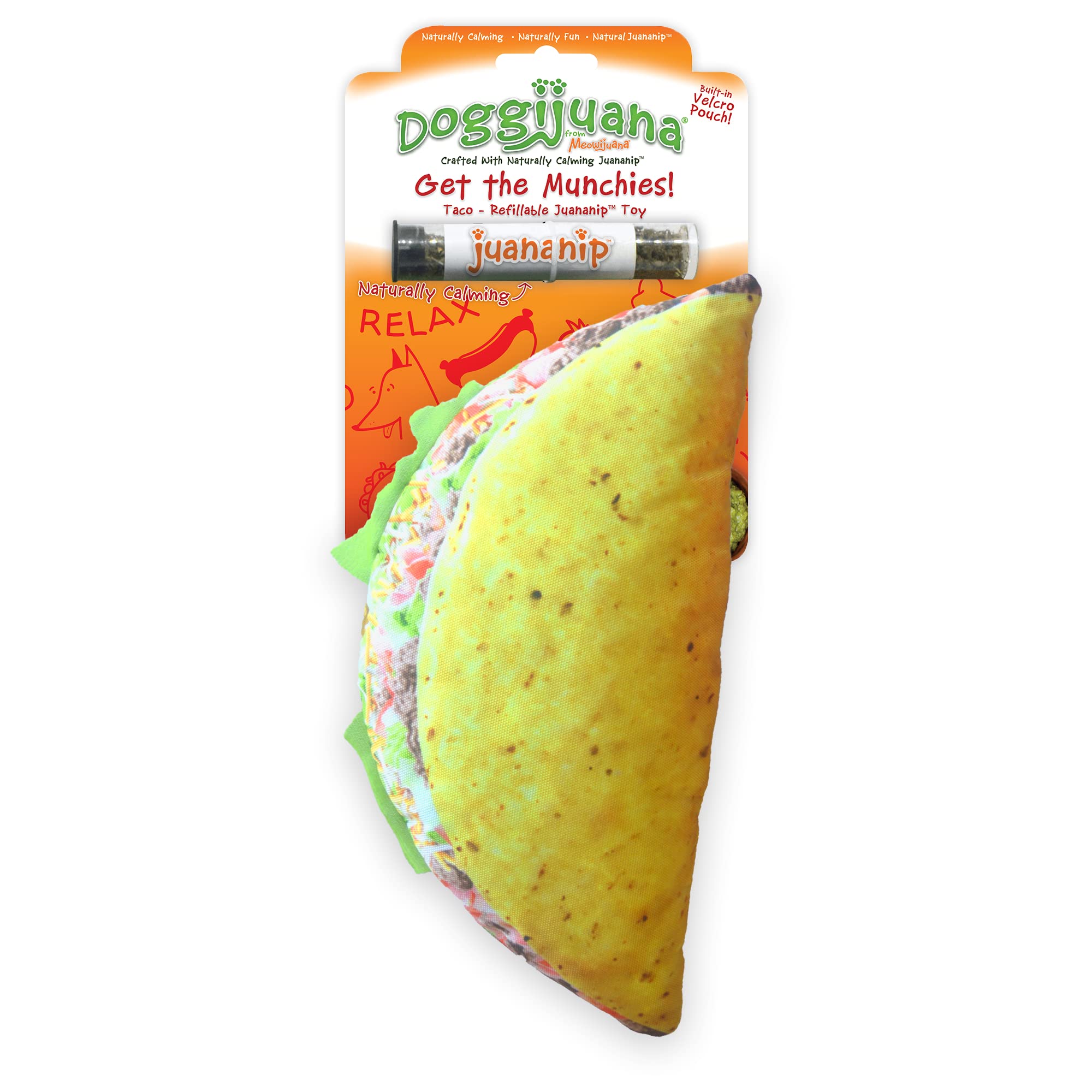 Doggijuana | Refillable Catnip Dog Toy | Naturally Calming | Catnip Grown in The USA (Taco)
