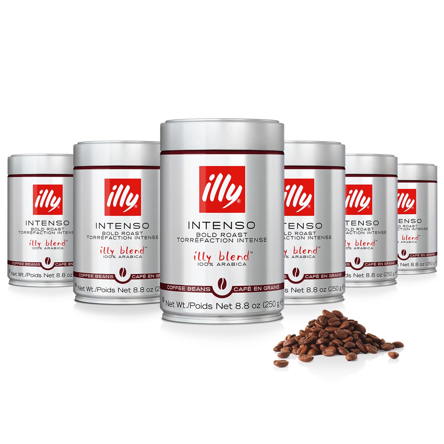 illy caffe Whole Bean Coffee - Perfectly Roasted Whole Coffee Beans β Intenso Dark Roast - Warm Notes of Cocoa & Dried Fruit β Full-Bodied - 100% Arabica Coffee - No Preservatives β 8.8 Ounce, 6 Pack