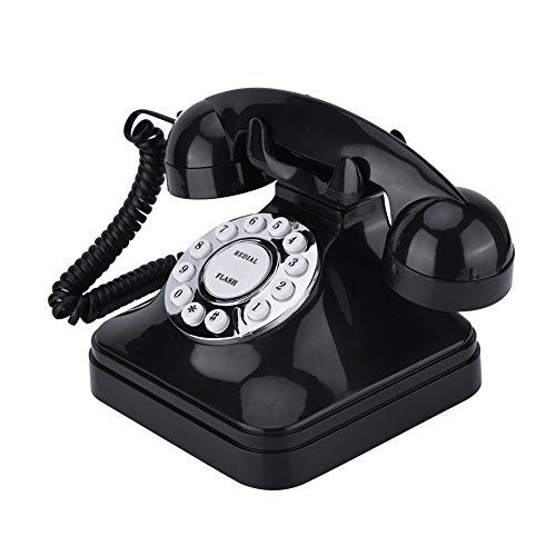 Landline Telephone, WX-3011 Vintage Black Multifunction Plastic House Phone Retro Wire Push Button Dial Landline Telephone, Vintage Telephone
