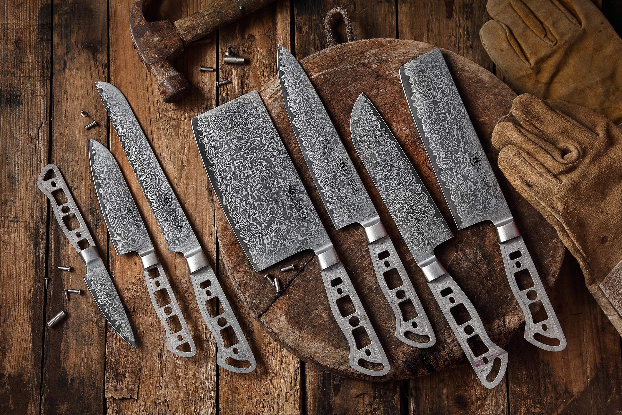 KATSURA Woodworking Project Kit β Gyuto Chef Knife Blank β 8 Inch β Japanese Premium AUS 10, 67 Layers Damascus Steel