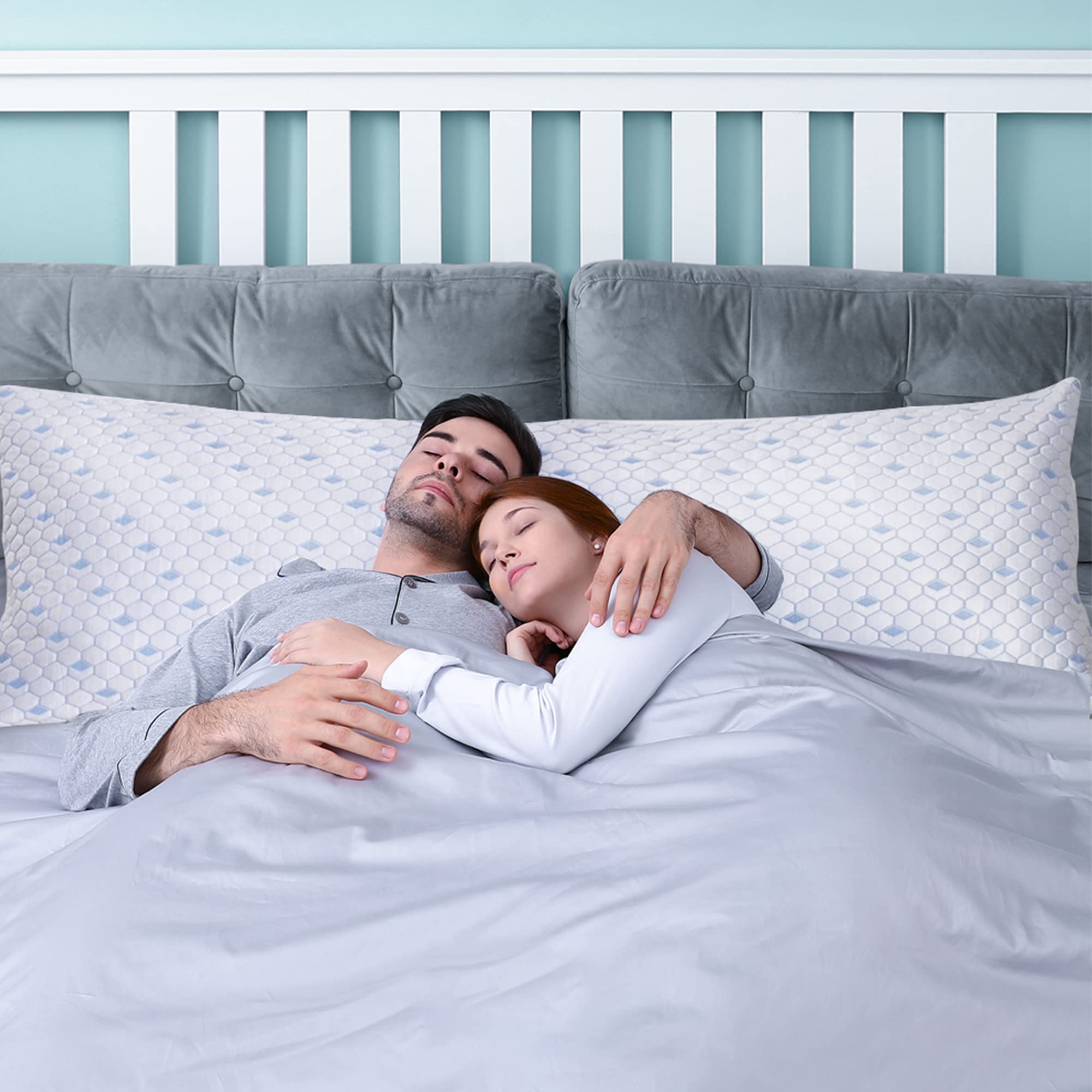 ESHINE Full Body Pillows for Adults - Full Body Pillow for Sleeping/Gel Infused Cooling Pillows/Shredded Memory Foam Pillows, Oeko-TEX/CertiPUR-US Certified, 20x54 Long PillowsâŚ