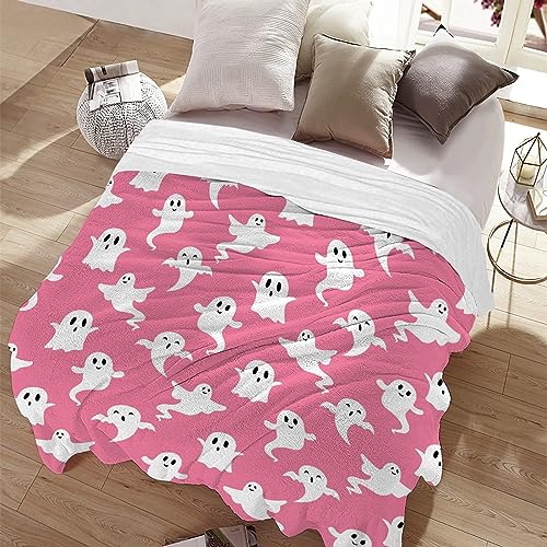 Pink Ghosts Blanket for Girls Women Kids Fleece Lightweight Throws Blanket Spooky for Boys Soft Flannel Blankets Decorations-30 x40