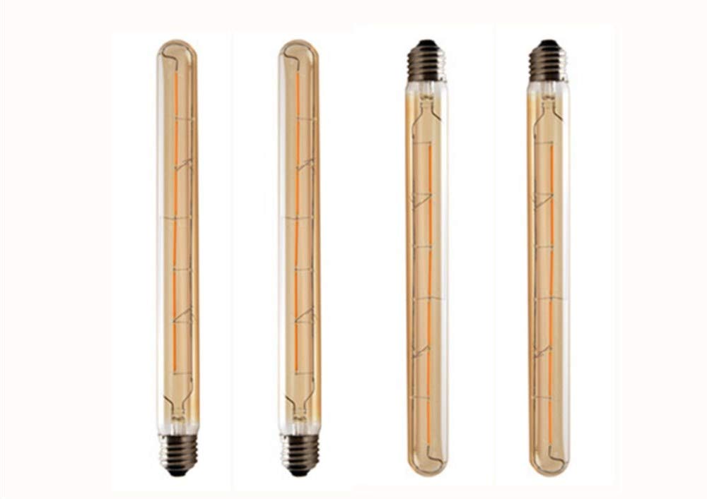 T300 Vintage LED Filament Bulb T300 6W Dimmable Vintage Edison Light Bulb Long Tubular Vintage LED Light,E26/E27 Medium Base,Amber Glass,Warm White 2300K,6W(40W Equivalent),Dimmable,Pack of 4