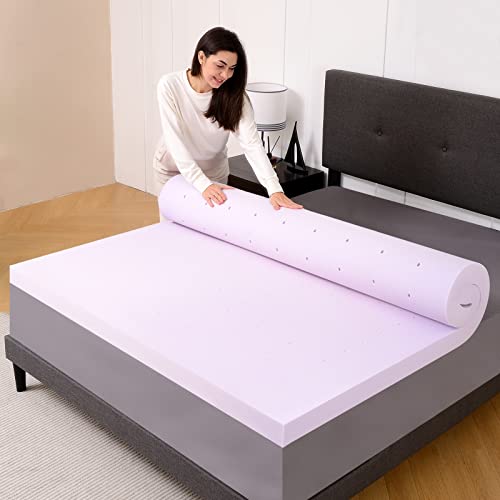NeuType 3 Inch Memory Foam Mattress Topper Queen Size Mattress Topper Soothing Lavender Infused Cooling Gel Infused Bed Topper CertiPUR-US Certified, Foam Mattress Pad for Pressure-Relieving