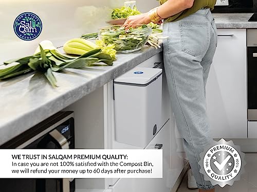 SALQAM Compost Bin for Kitchen - Lightweight & Stable Indoor Compost Bin - 10 L /2.4 Gallon Capacity - Removable Inner Bucket Kitchen Compost Bucket
