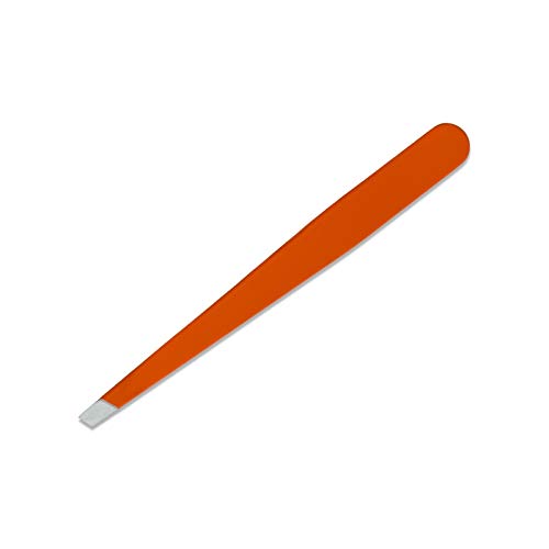 Effective Eyebrow Slanted Tweezer Covered with Colour Silicon (Orange)