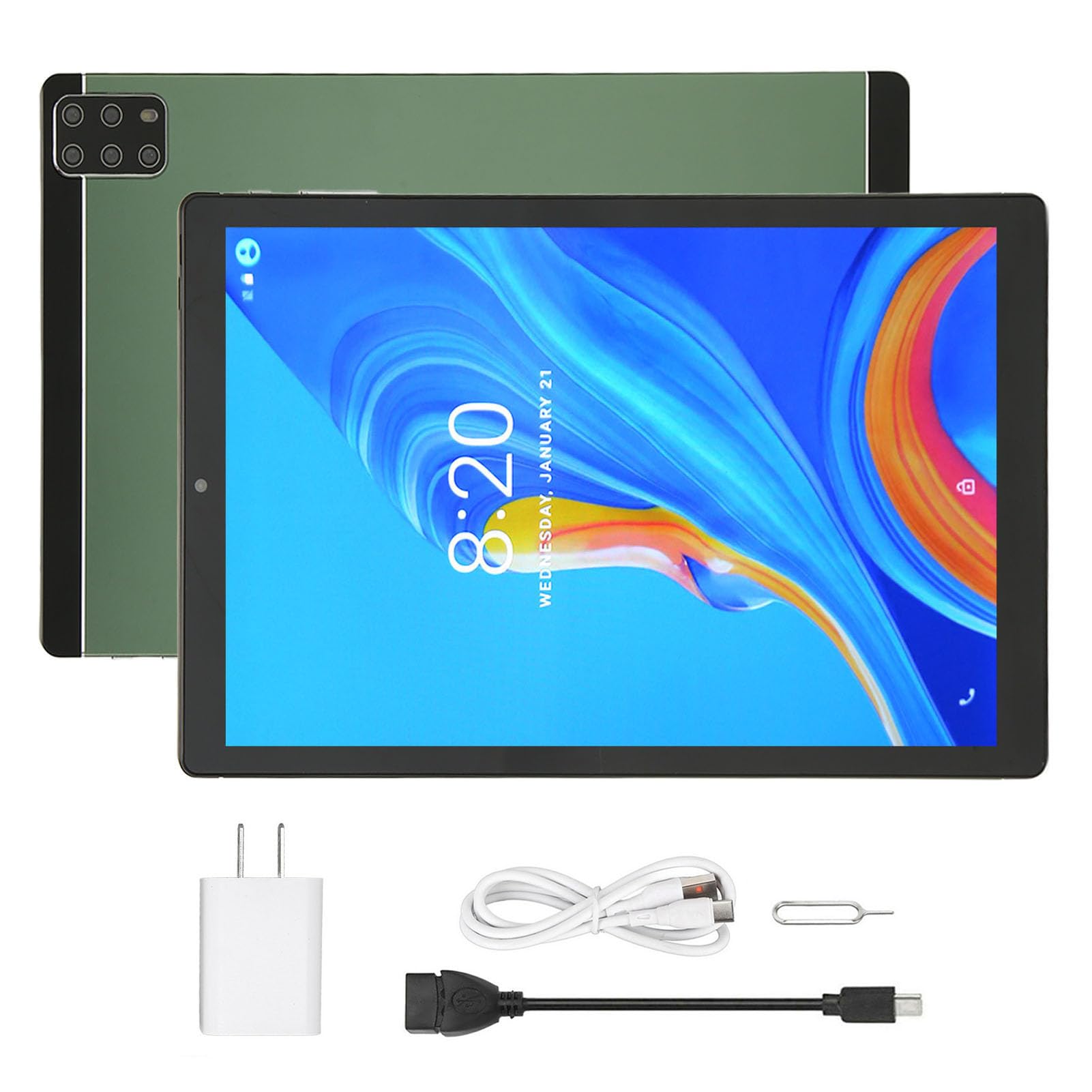 Gaeirt Tablet PC, 6GB 128GB 10.1 Inch Tablet Support FM GPS 100-240V for Photograph for Android 12.0 (US Plug)
