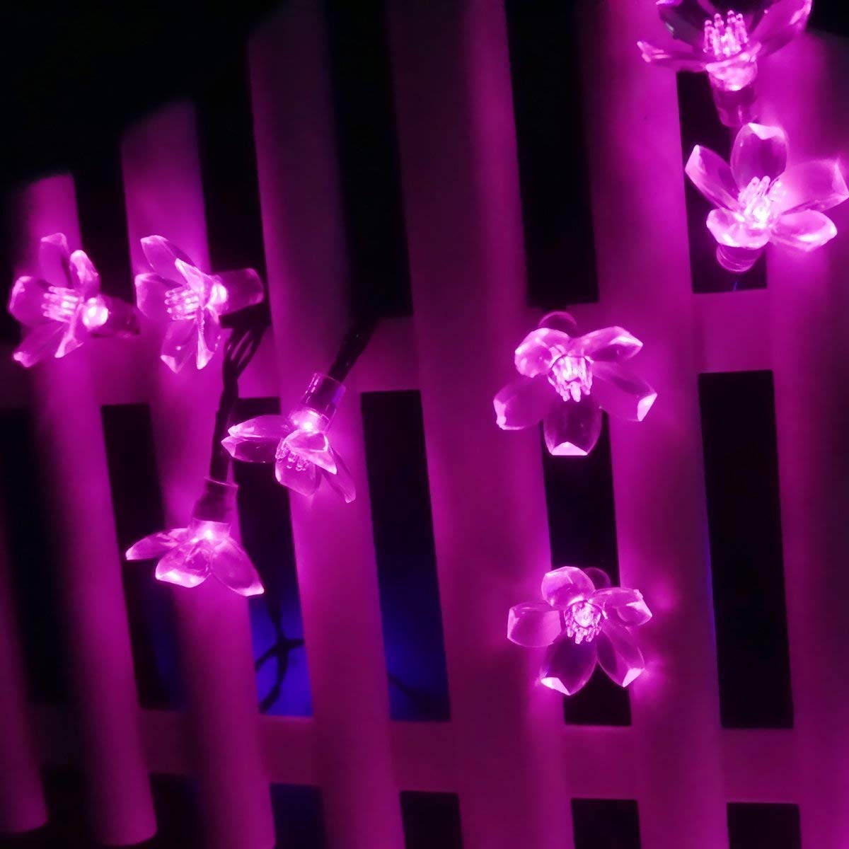 WONFAST Solar Flower Lights,Waterproof 23ft/7M 50LED Peach Blossom Flower Solar Fairy Decorative String Lights for Outdoor Gardens Homes Wedding Christmas Party Lighting Decorations (Pink)