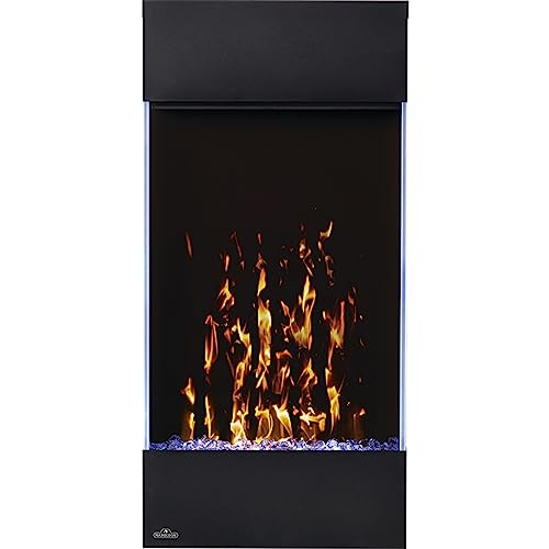 Napoleon Allure Vertical Series 38 Wall Mount Electric Fireplace - Multi-Color Flames with Large Crystal Cubes and Natural Looking Driftwood Logs - NEFVC38H
