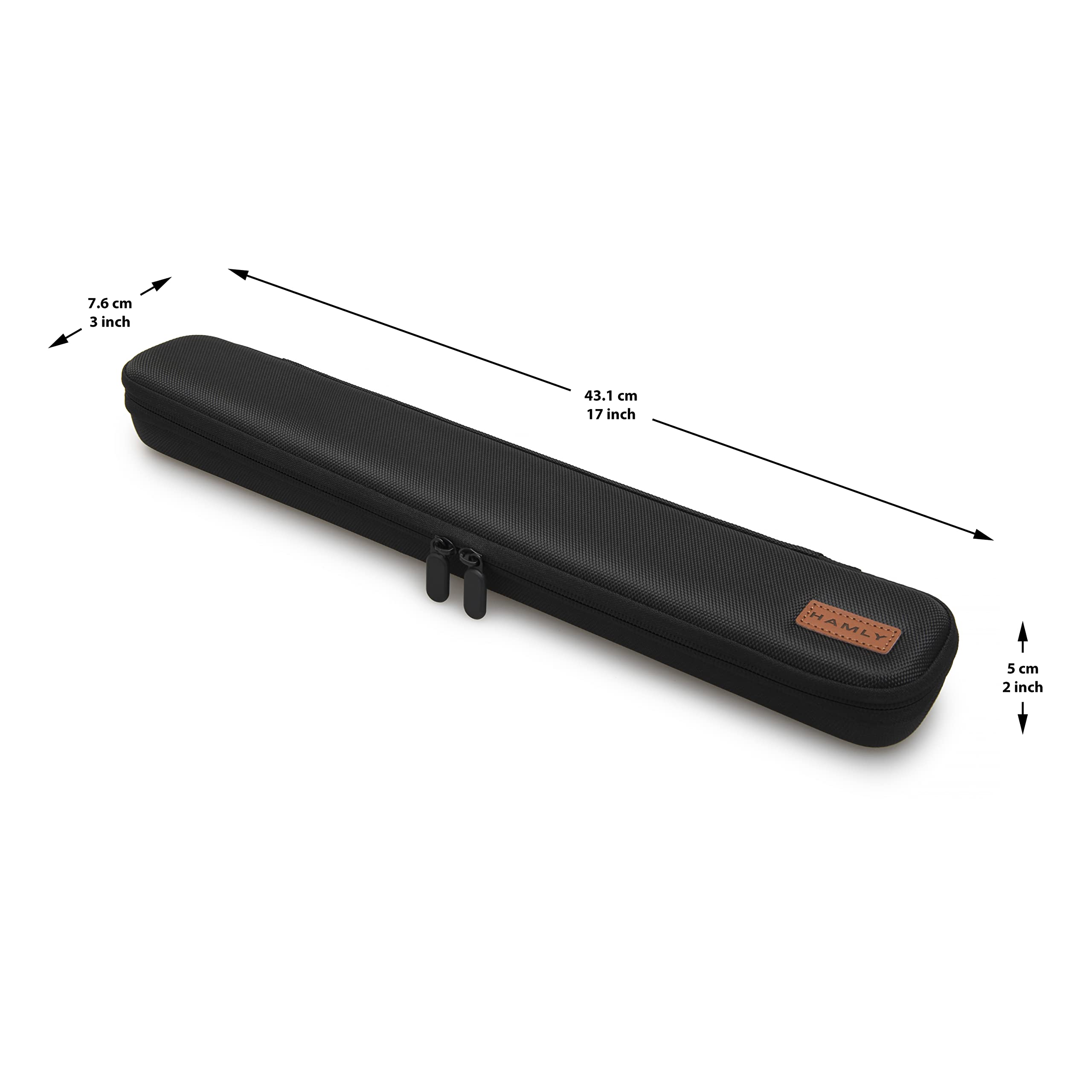 HAMLY Conducting Double Baton Case - Black Leather - Weather-Resistant Bag - Holds 2 Batons up to 16'' - Complete with 2 Metal Bookmarks and Pencil (BC123)