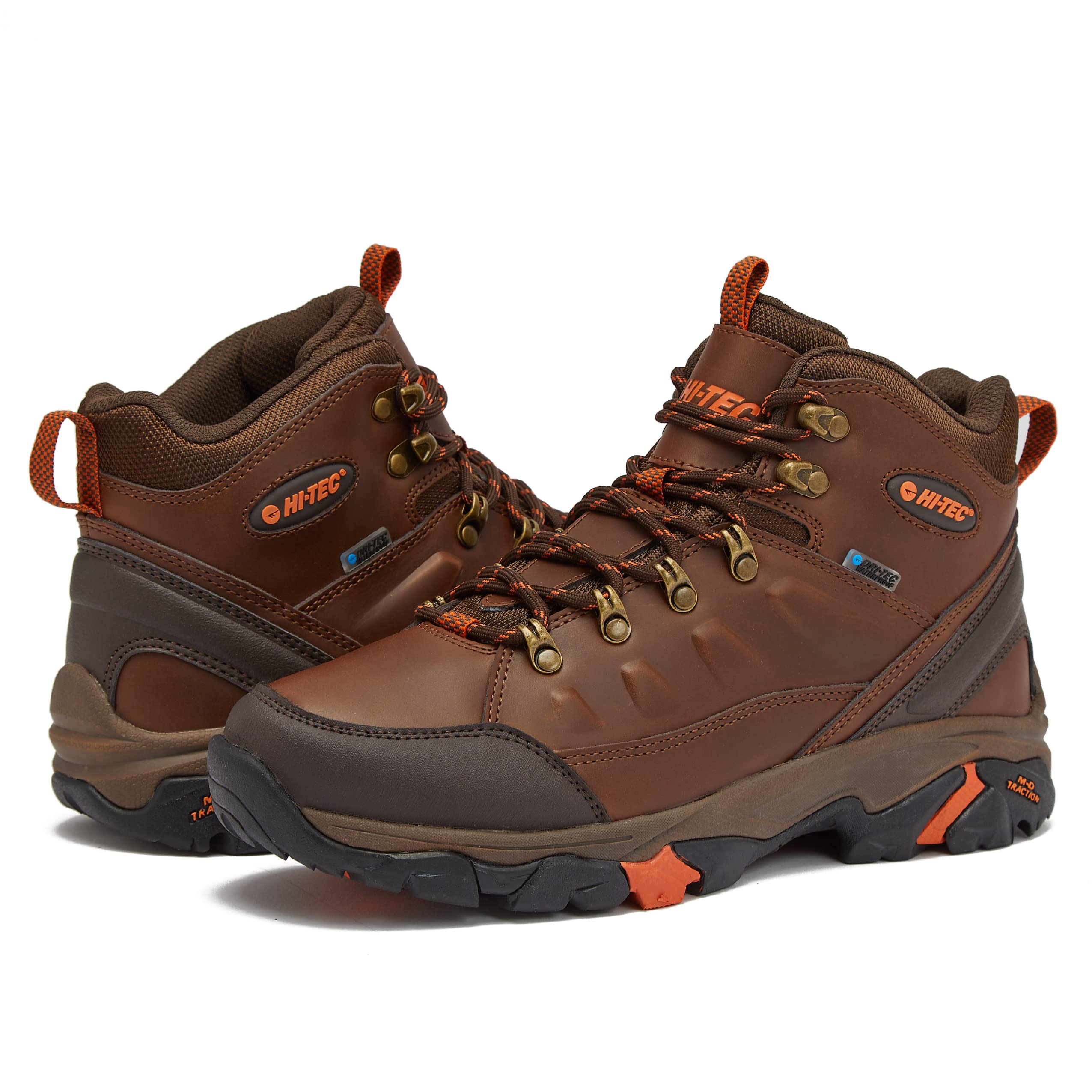 HI-TEC Acadia WP Leather Waterproof Men's Hiking Boots, Lightweight Breathable Backpacking and Trail Shoes - Medium Brown Tan, 12 Medium