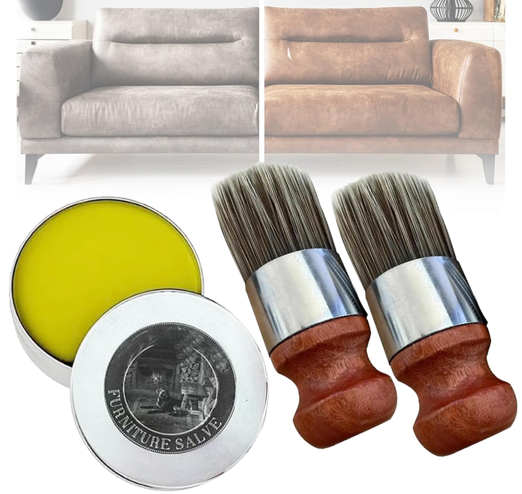 NORABORKEY Evergloss Furniture Repair Salve Wise Owl Furniture Salve,Furniture Salve Leather Salve with 2 Boar Bristle Brush,Protect Care Your Leather Pieces and Wood Furniture