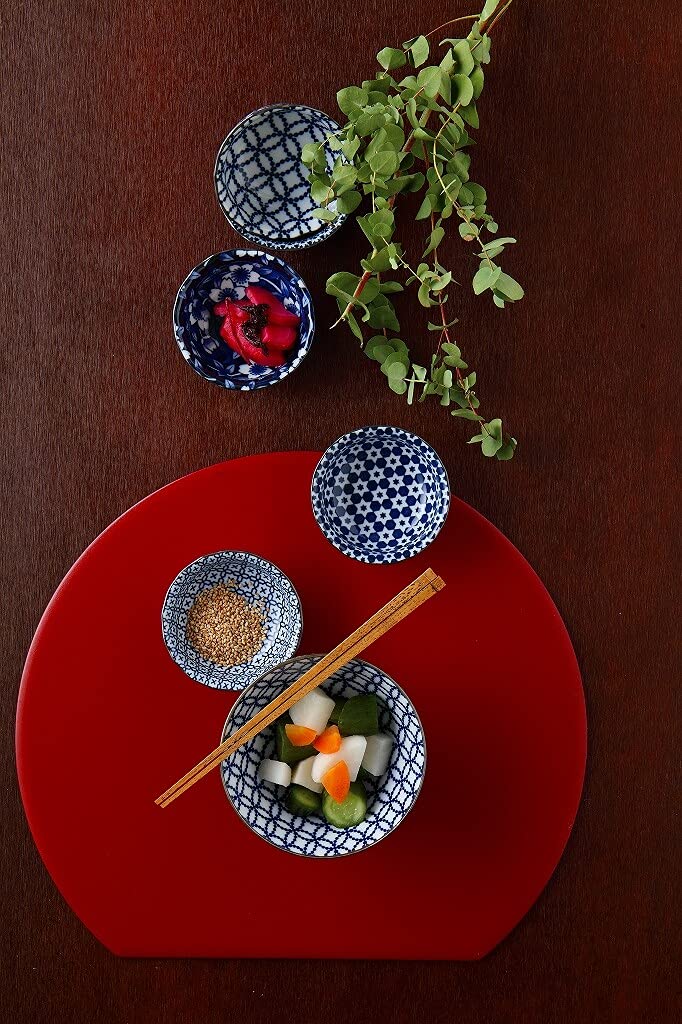 JapanBargain 4683, Set of 5 Japanese Porcelain Bowl Set Gift Set,Traditional Japanese Inspired Pattern Bowls, Made in Japan, 4-1/2" Diameter