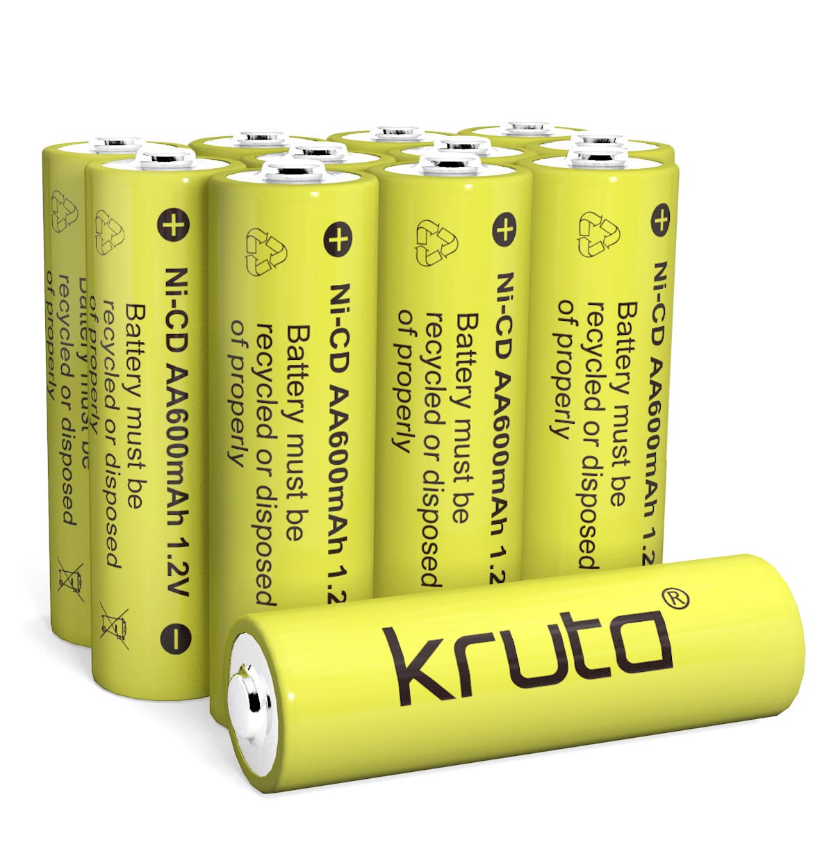 Kruta Rechargeable AA Batteries Ni-CD 600mAh 1.2V Rechargable Solar Light AA Batteries for Outdoor Solar Lamps Garden Lights Remotes Mice (Pack 12)