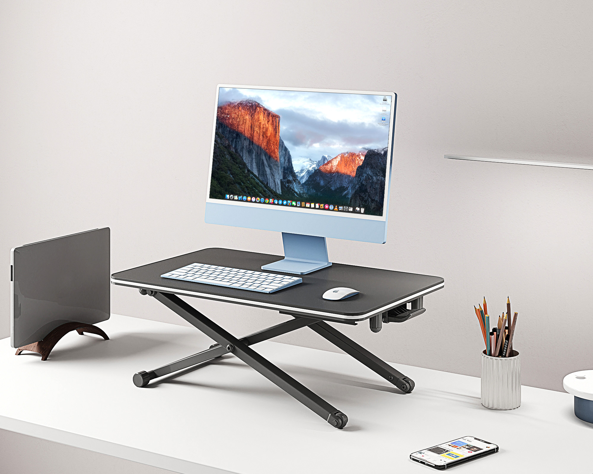 Fenge Standing Desk for Laptop Desktop Sit to Stand Up Desk Conventer for Single Monitor SD255001WB